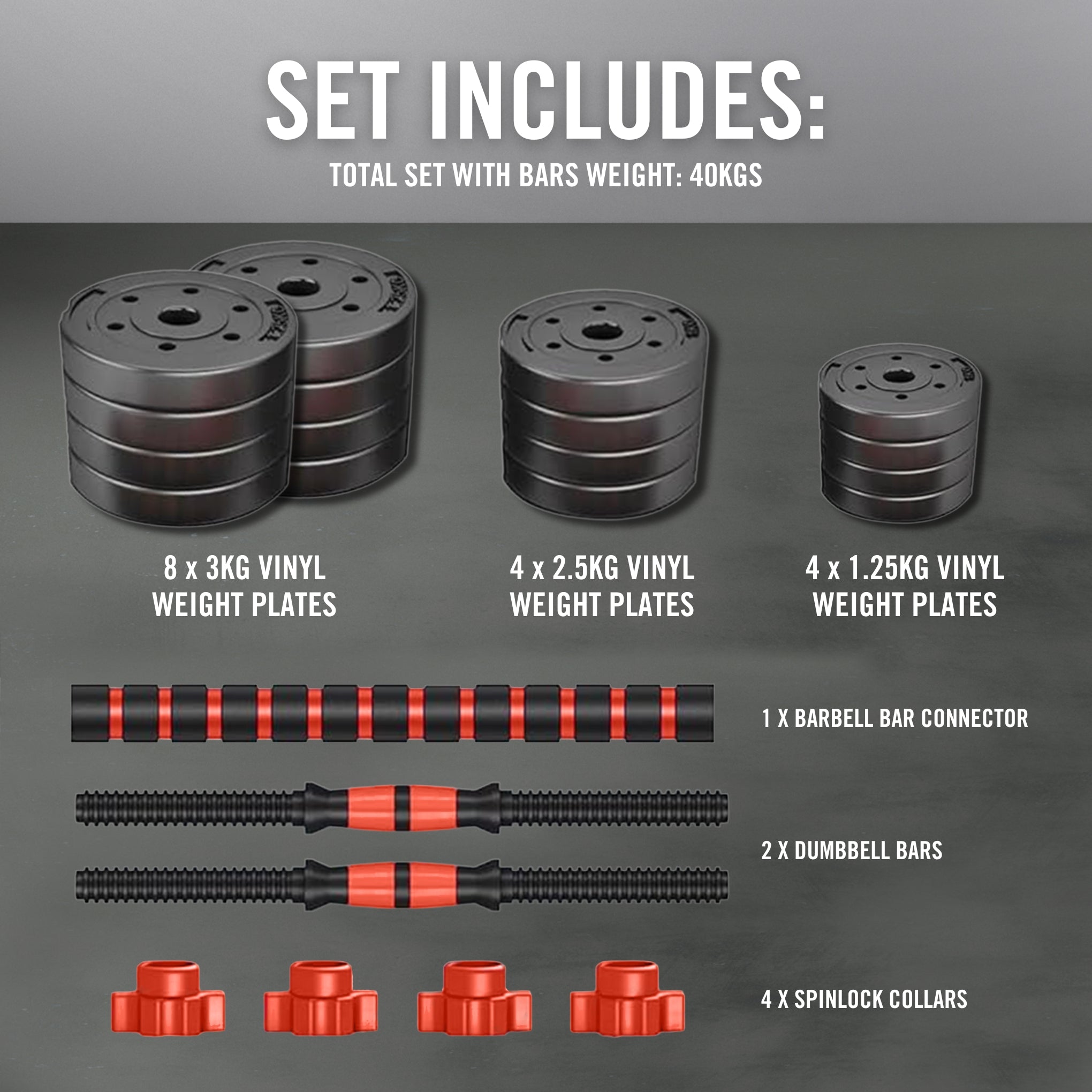 Everlast 40KG Vinyl Barbell & Dumbbell Set – Everlast South Africa