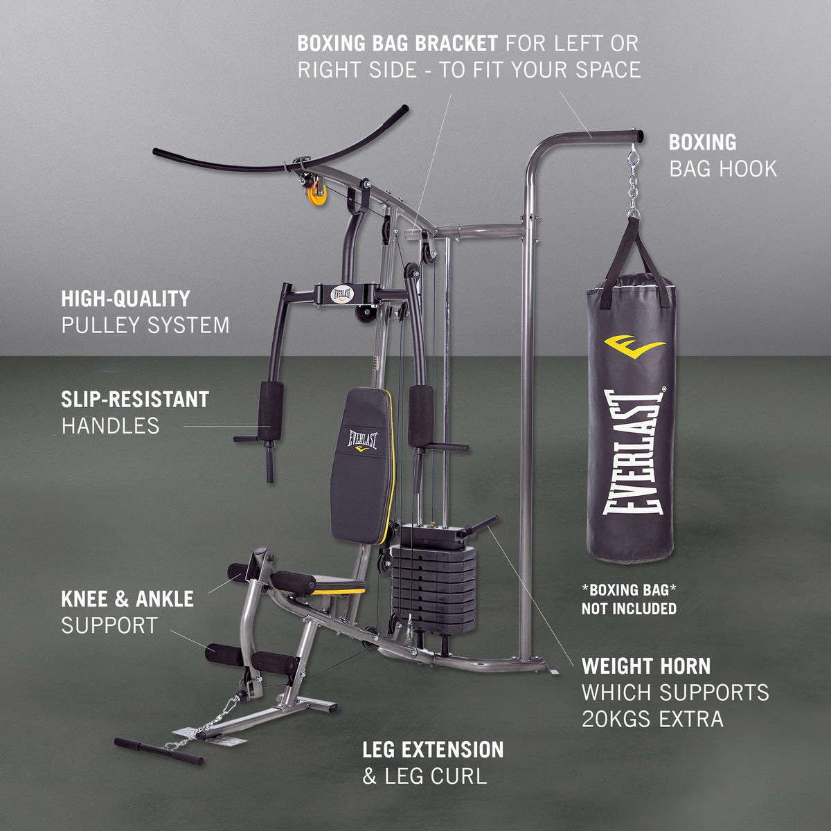 Everlast Active Gym with Pulley System & Boxing Bag Hook – Everlast ...