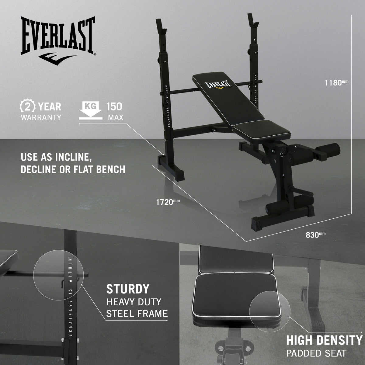 Everlast Armour Bench | Adjustable for Full Body Strength Training ...